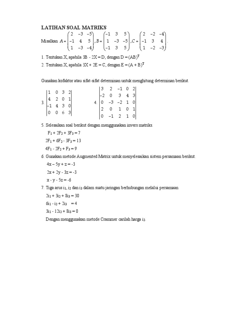 Soal Latihan Matriks | PDF