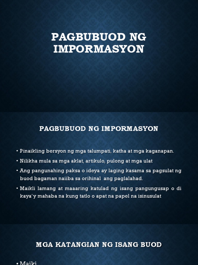 Pagbubuod NG Impormasyon | PDF