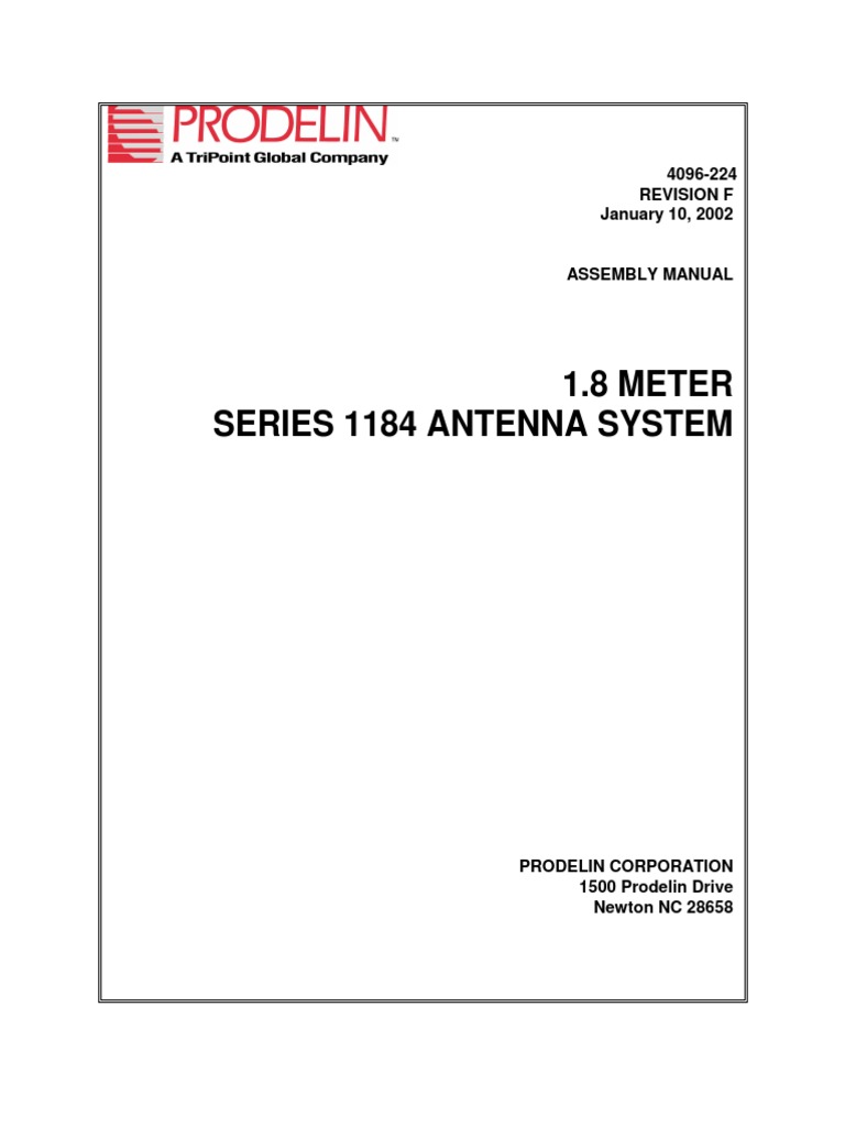 Prodelin 1.8m 1184 Assembly Manual PDF | PDF | Galvanization | Screw