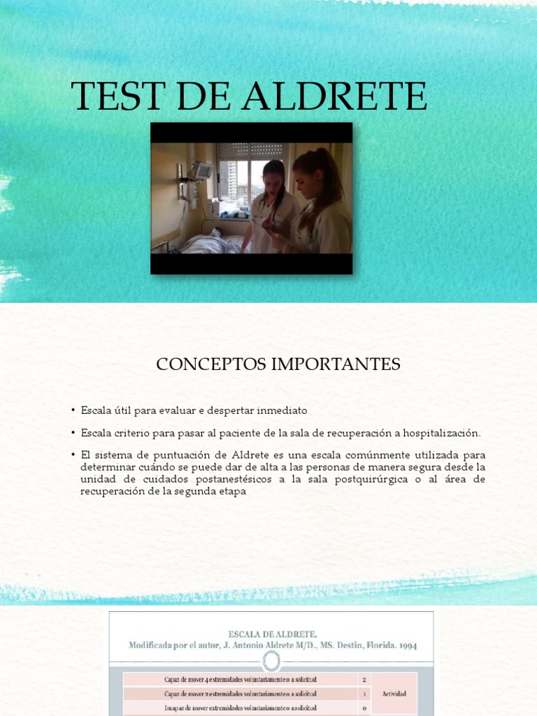 Escala de Aldrete para Recuperación Postanestésica | PDF | Respiración ...