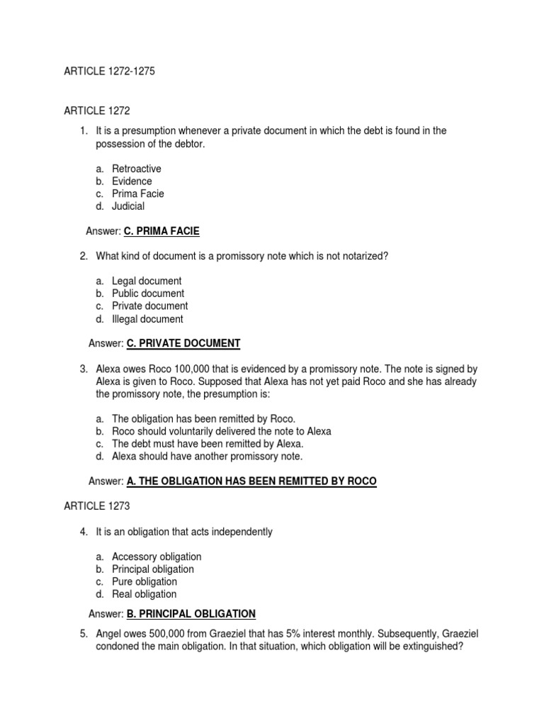 Article 1272 - 1275 | PDF | Promissory Note | Virtue