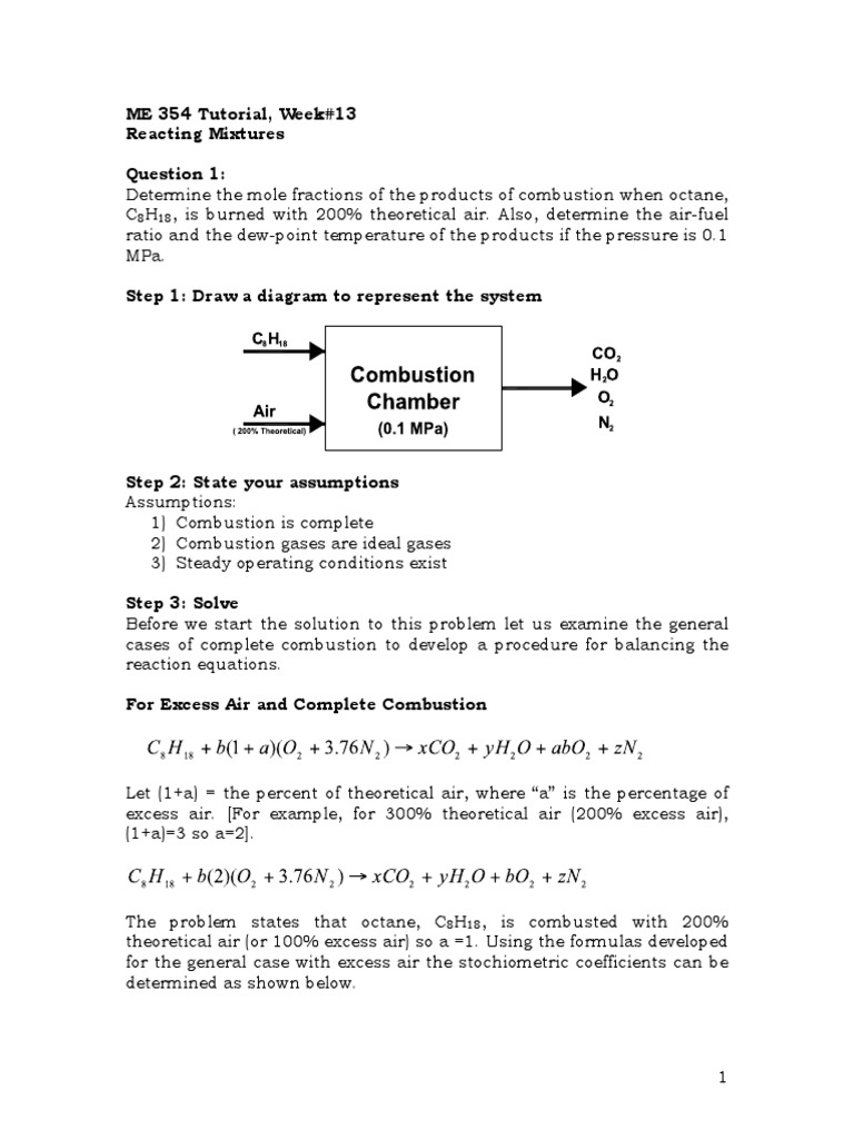 ME354-Tut11sol w07 PDF | PDF | Combustion | Enthalpy