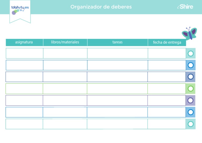 Organizador de Deberes Tdahytu - Es - PDF | PDF