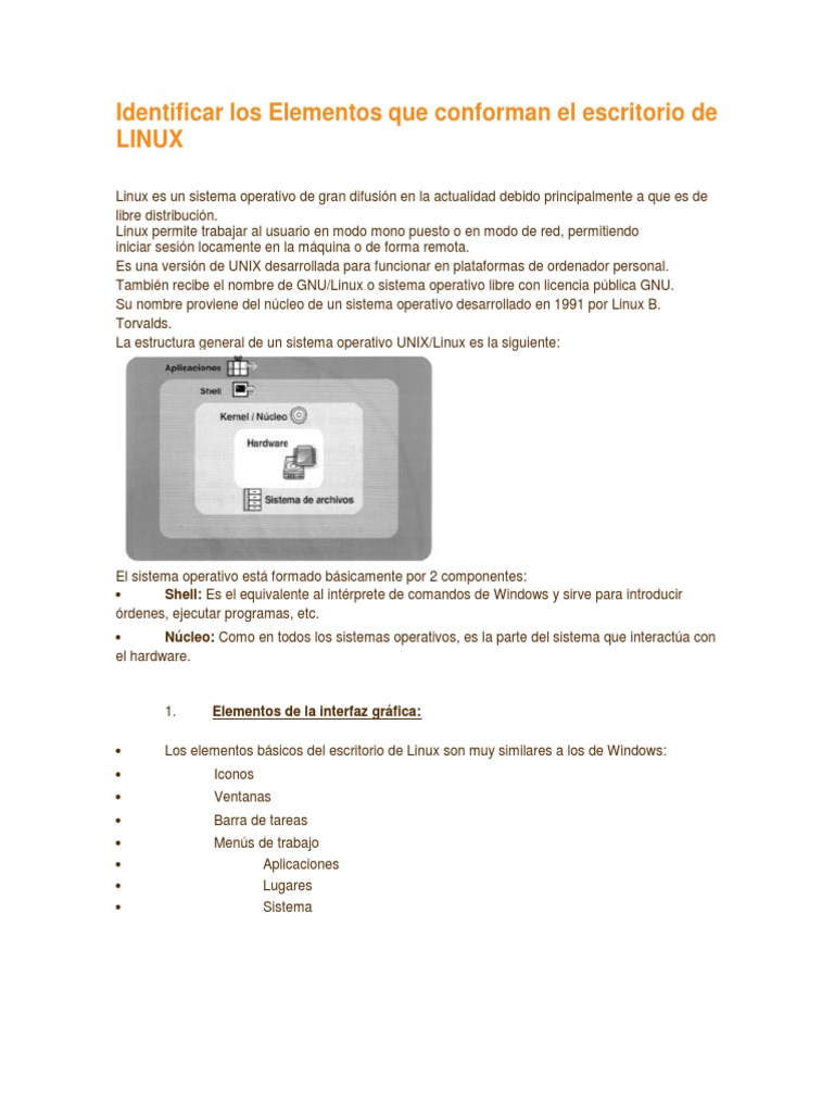Elementos Que Conforman El Escritorio de LINUX | PDF | Point and Click ...
