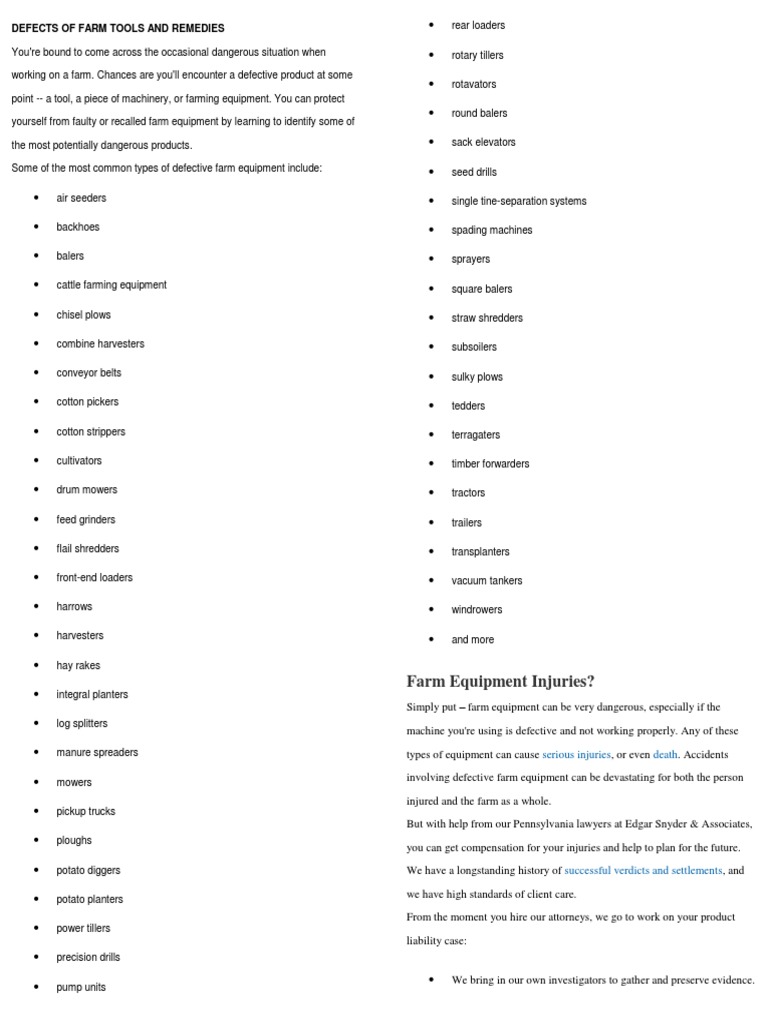 Defects of Farm Tool and Remedies | PDF | Farmworker | Personal ...