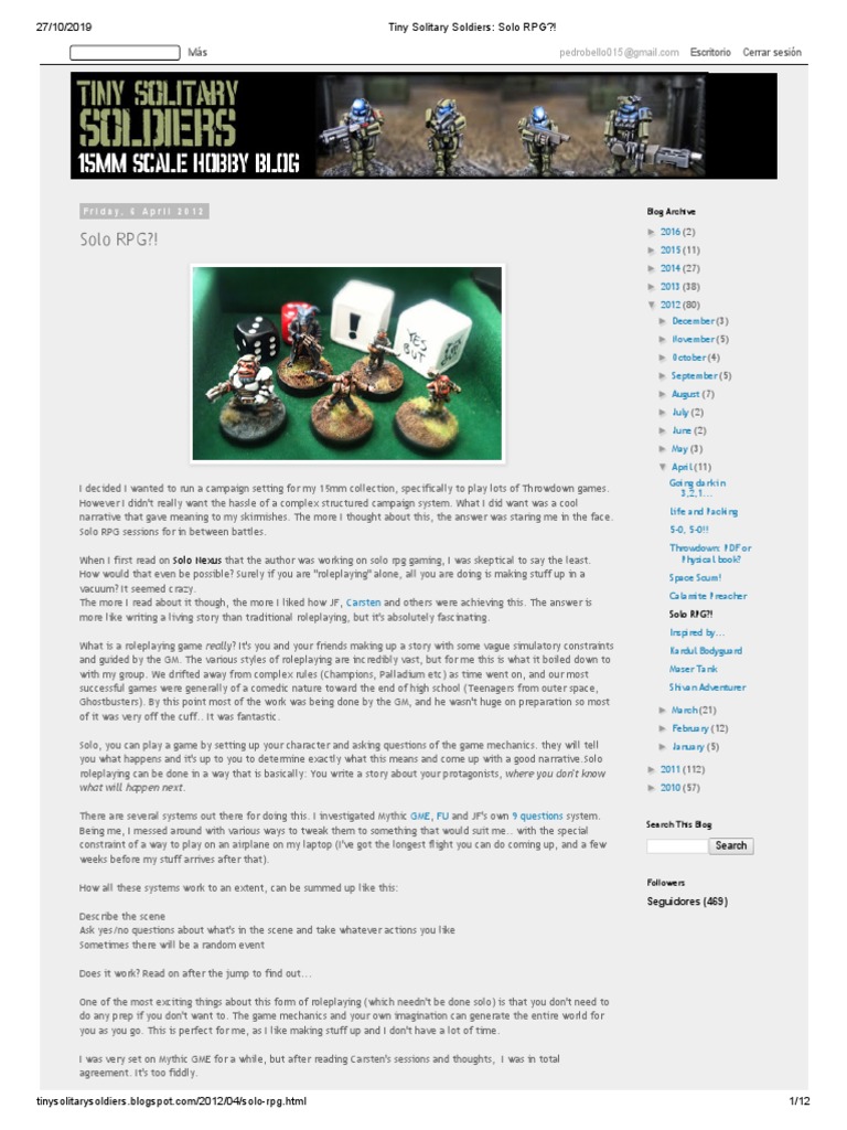 Tiny Solitary Soldiers - Solo RPG - ! | PDF | Role Playing Games ...