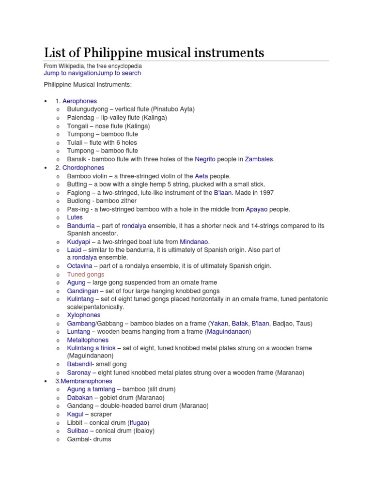 List of Philippine Musical Instruments | PDF