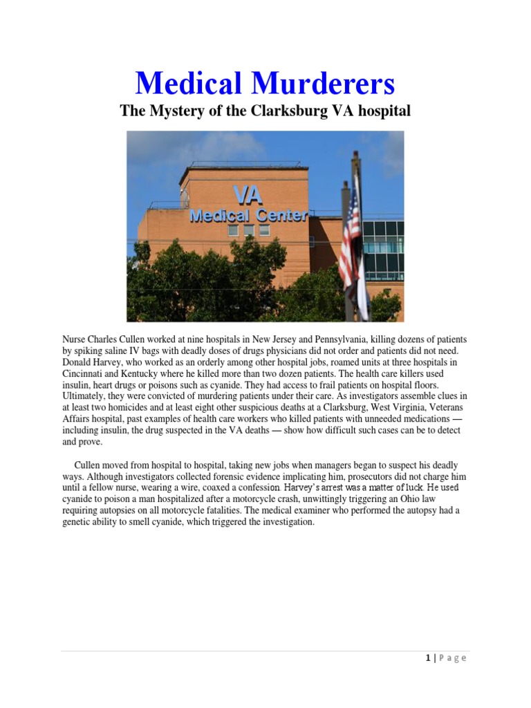 Medical Murderers: The Mystery of The Clarksburg VA Hospital | PDF ...