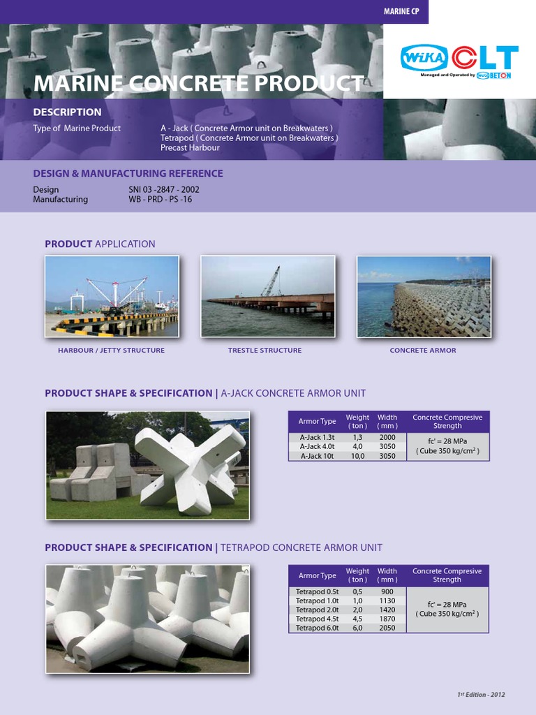 Marine Concrete Products for Harbours | PDF | Precast Concrete | Materials