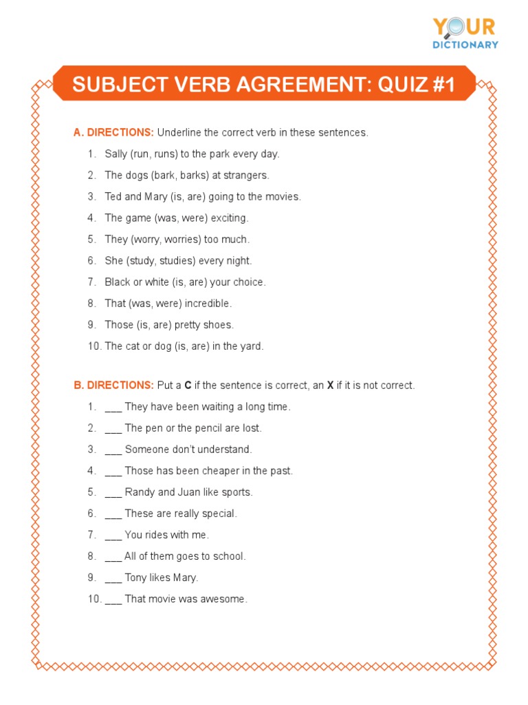 Subject-Verb Agreement Quiz with Answers | PDF