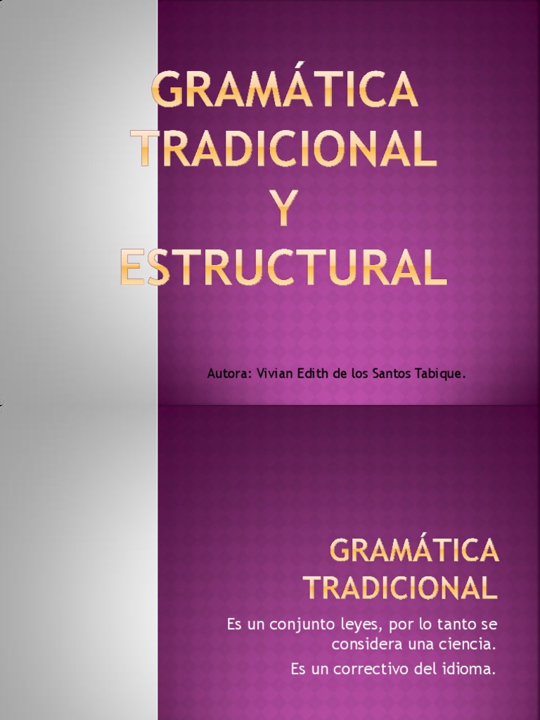 Gramatica Tradicional Y Estructural | PDF | Sustantivo | Género gramatical