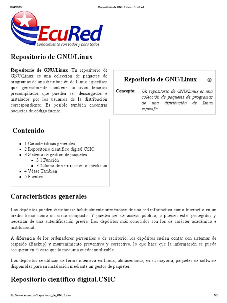 Repositorio de GNU - Linux - EcuRed PDF | PDF | Distribución de Linux | Informática