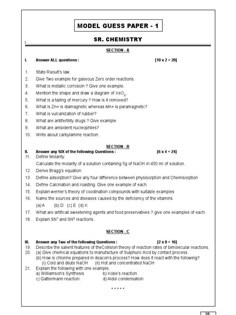 2nd Year Chemistry Model Paper 2025 | PDF
