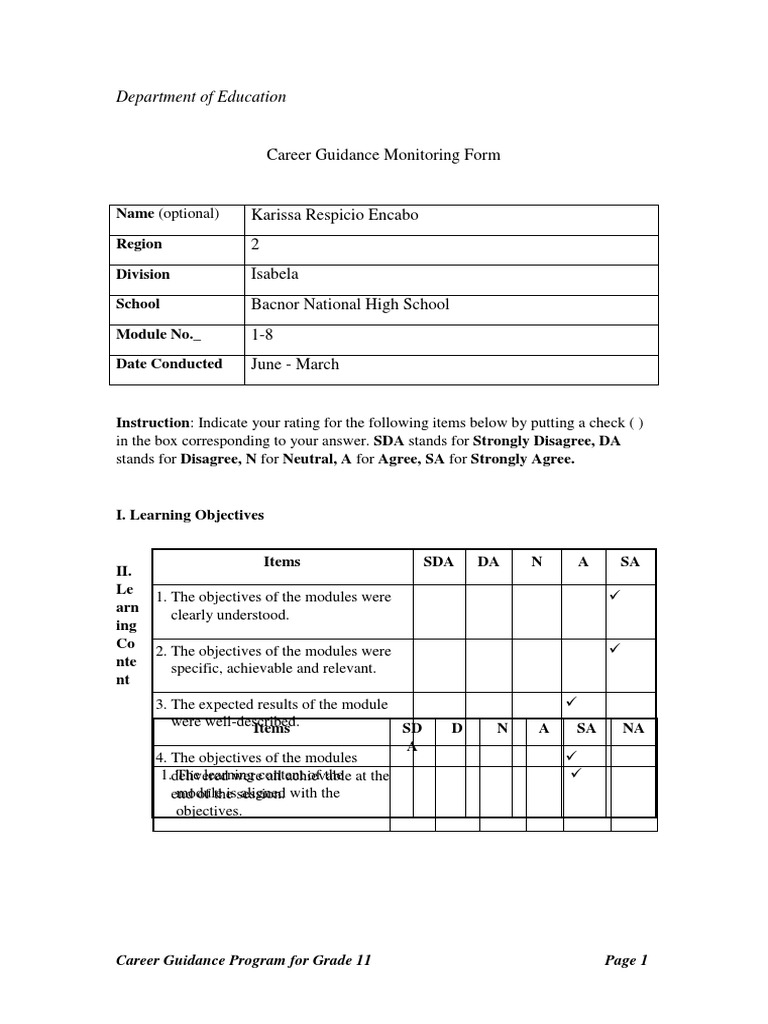 Monitoring Form Bacnor NHS | PDF | Neuropsychological Assessment | Learning