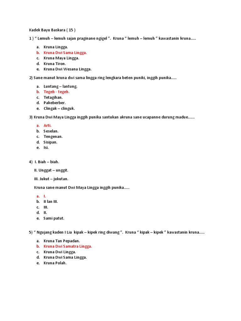 Soal Tugas B.Bali Kruna Dwi Lingga | PDF | Seni & Disiplin Bahasa