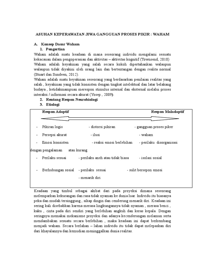 Asuhan Keperawatan Jiwa Gangguan Proses Pikir | PDF | Karier & Perkembangan | Pengembangan Diri