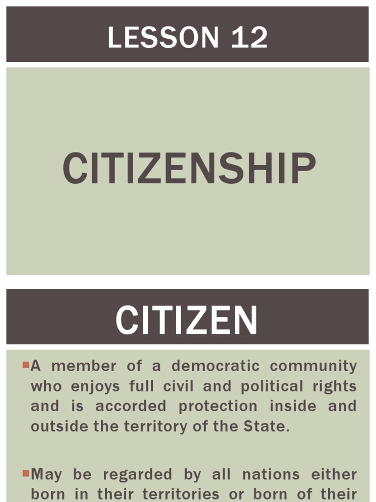 Understanding Citizenship and Its Methods | PDF | Politics | Law