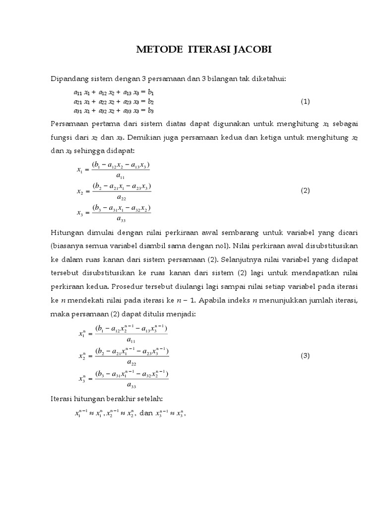 Metode Dan Algoritma Jacobi | PDF