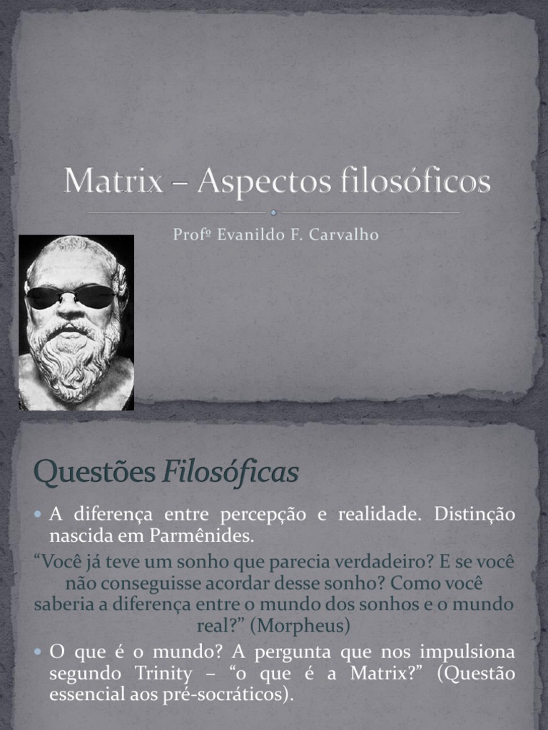 Matrix e A Filosofia - Slide | PDF | Realidade | Platão