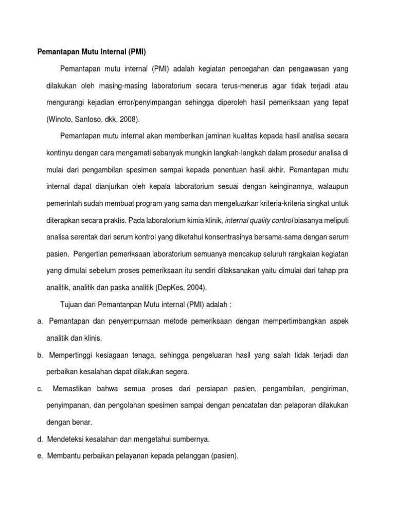 Pemantapan Mutu Internal | PDF