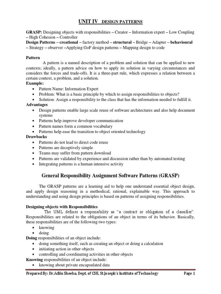 Unit - 4 Design Patterns | PDF | Class (Computer Programming ...