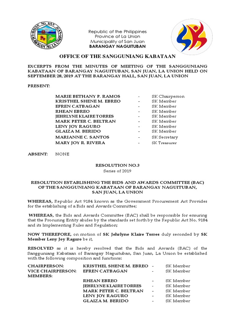 Resolution For Bac Chairman | PDF | Social Institutions | Social Science