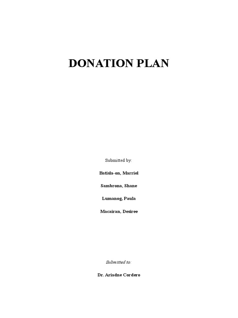 Donation Plan | PDF | Fundraising | Volunteering