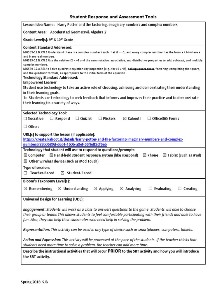 06 Student Response Tools Lesson Idea Template | PDF | Question ...
