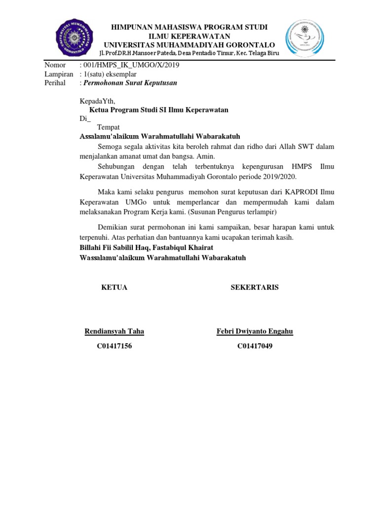 Permohonan SK HMPS Keperawatan UMGo | PDF