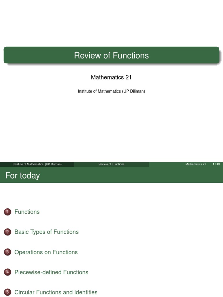 Math 21 Review Slides PDF | PDF | Trigonometric Functions | Sine