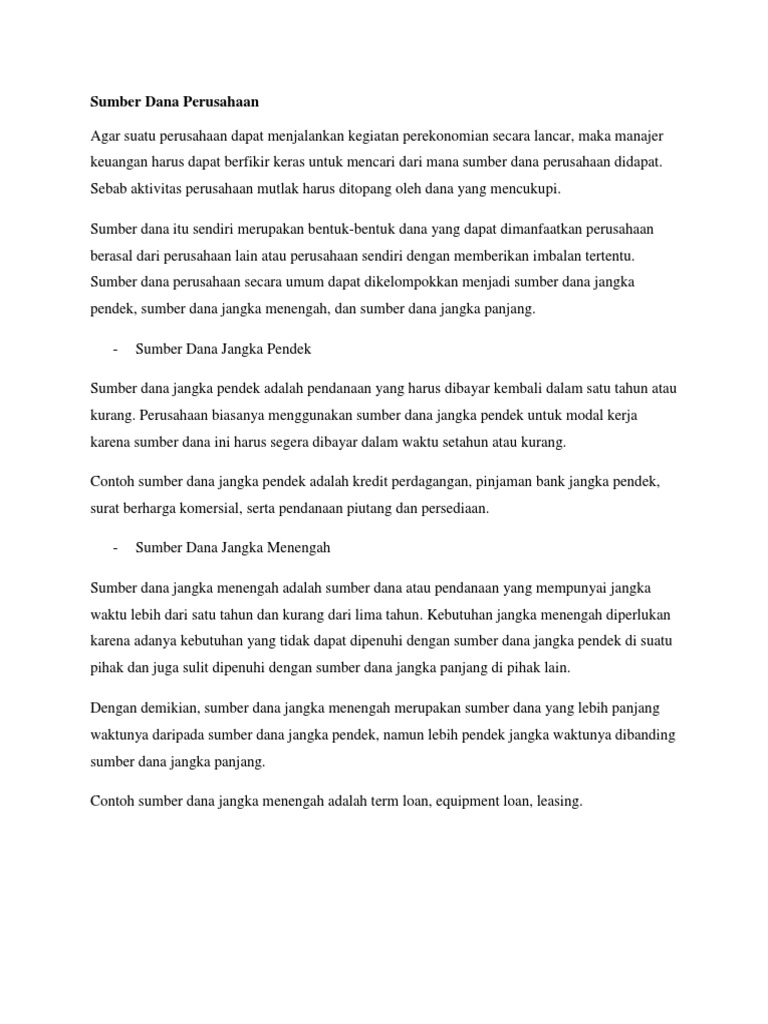 Sumber Dana Perusahaan | PDF
