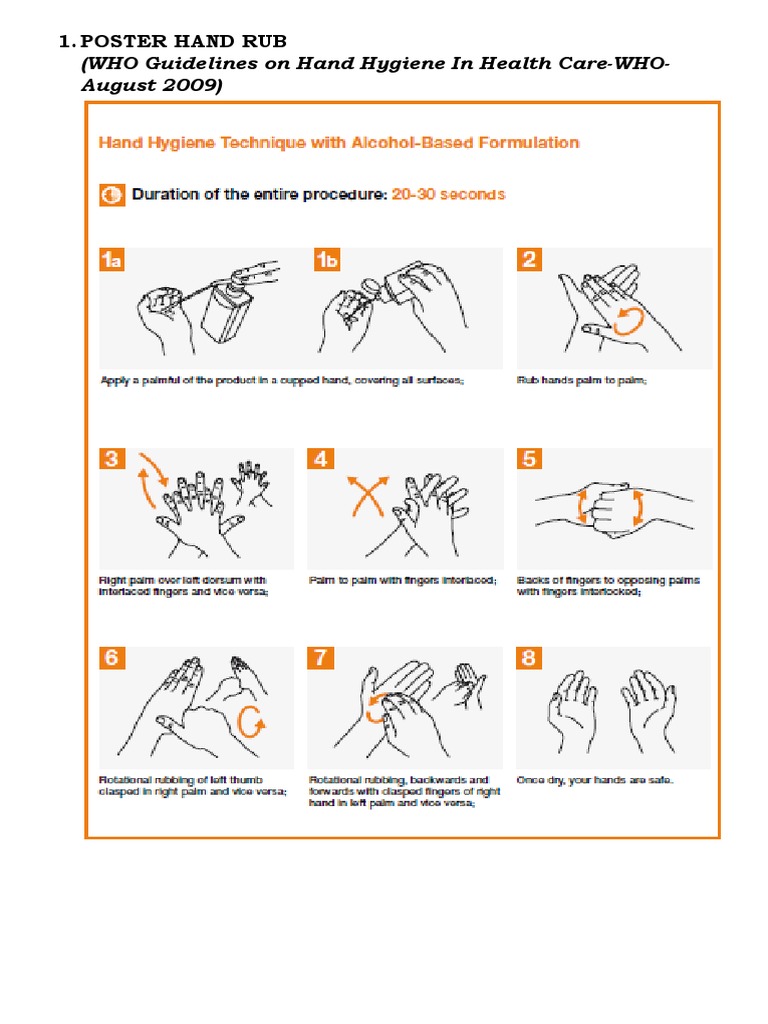 WHO Hand Hygiene Guidelines Posters | PDF | Wellness