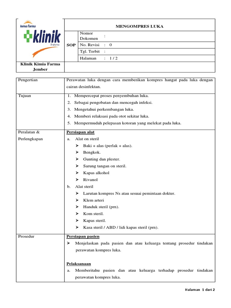 Prosedur Kompres Luka dengan Rivanol | PDF