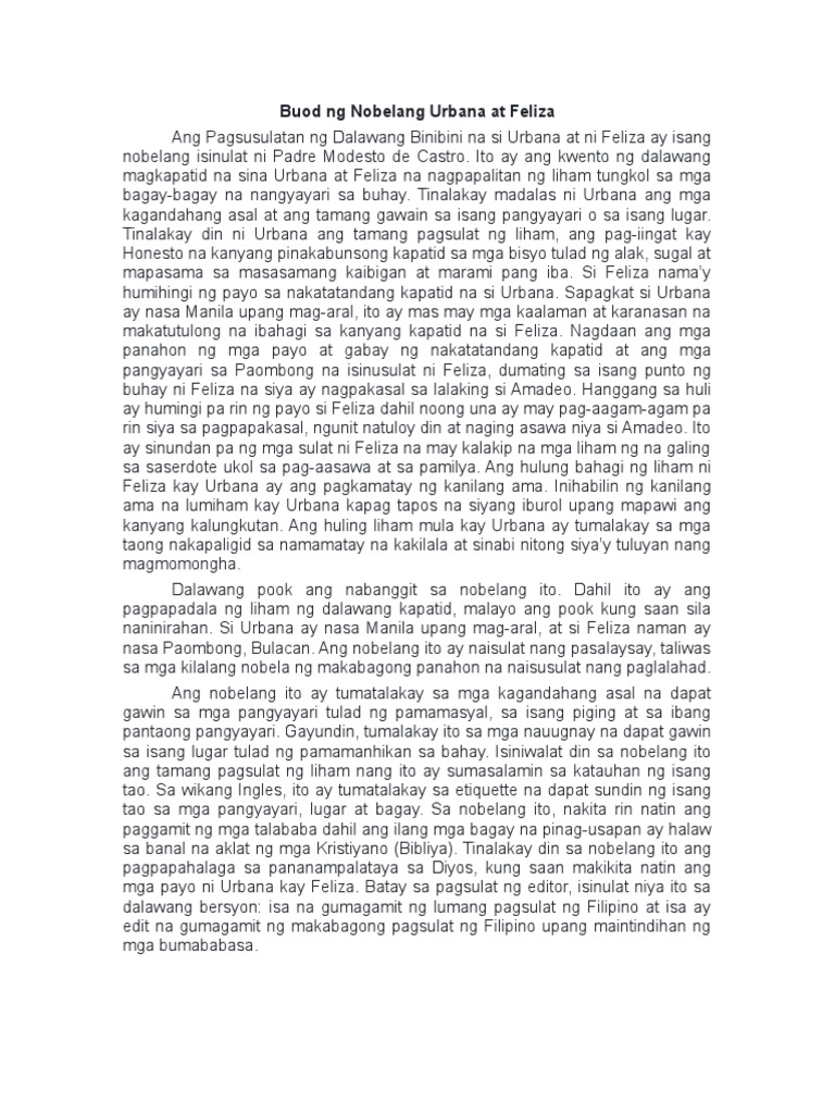 Buod NG Urbana | PDF