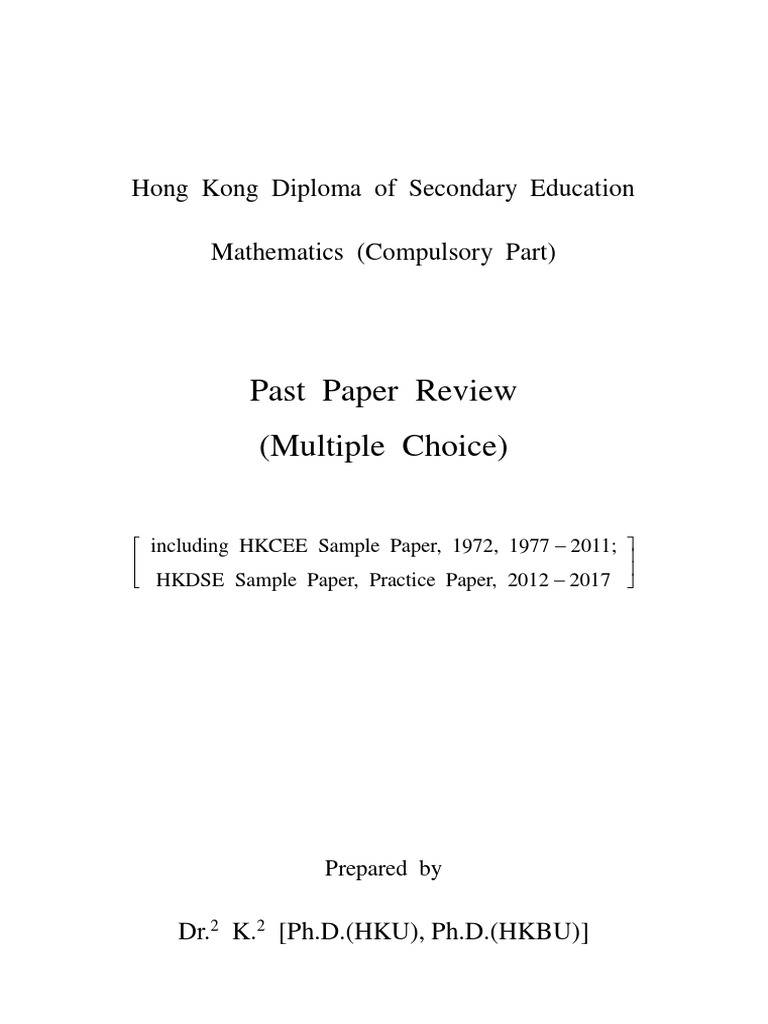 Maths MC by Topic 1972, 1977-2017 With HKCEE - HKDSE Sample Papers ...