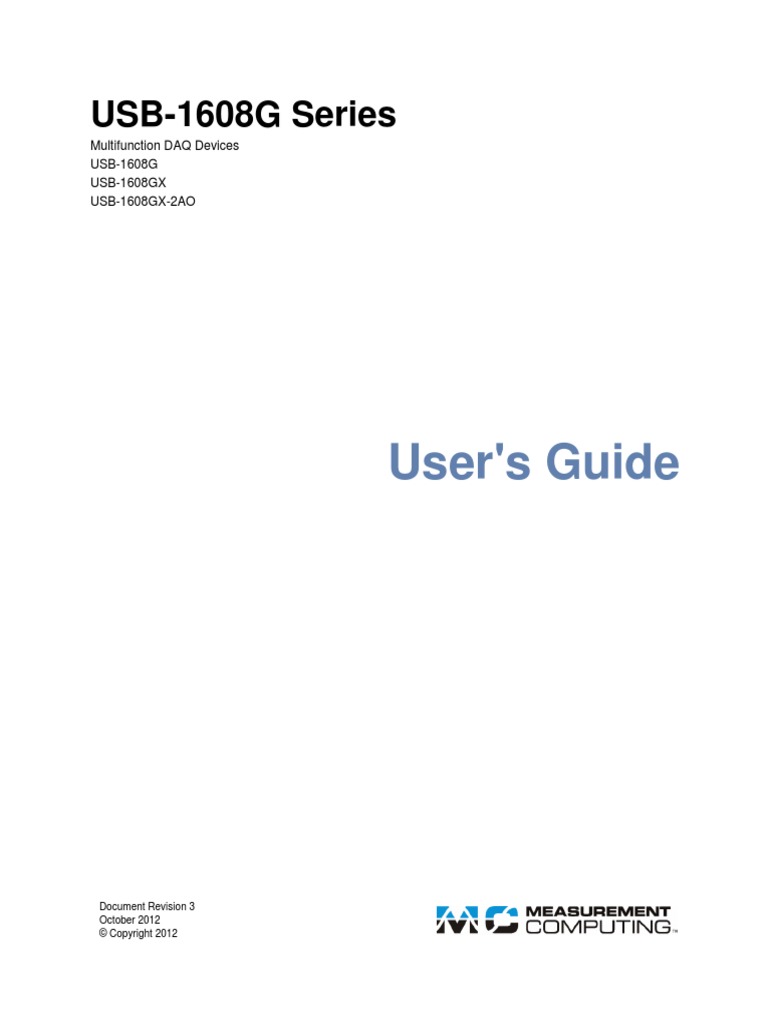 User's Guide: USB-1608G Series | PDF | Analog To Digital Converter ...