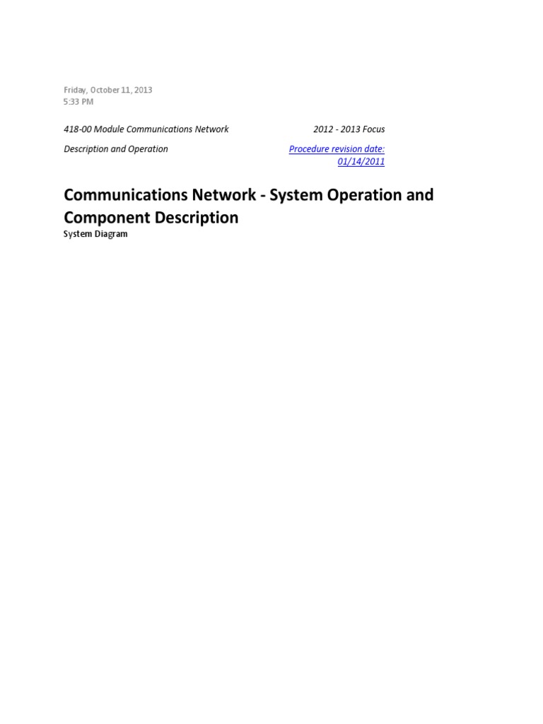 Communications Network - System Operation and Component Description ...