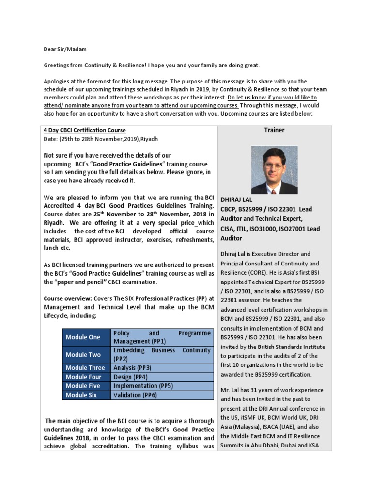 4 Day CBCI Certification Course: Module One Module Two Module Three ...