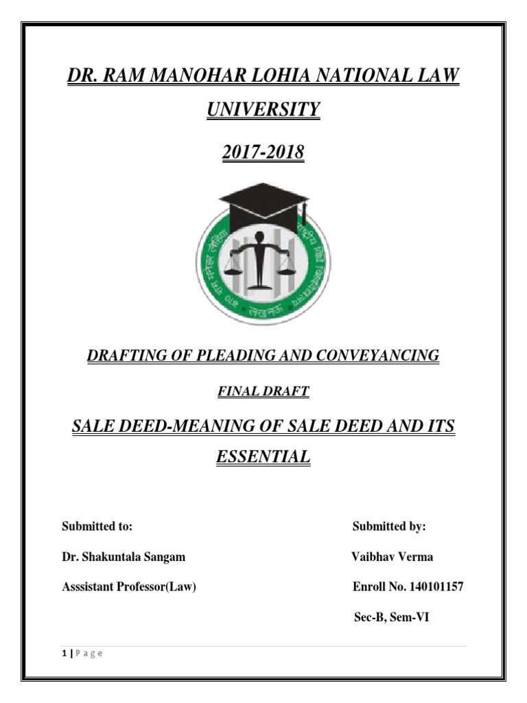Drafting of Pleading and Conveyancing Final Draft | PDF | Deed ...