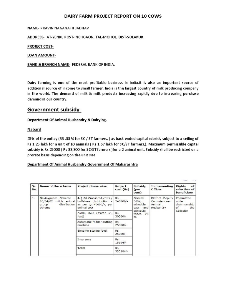 Dairy Project | PDF | Dairy Farming | Dairy