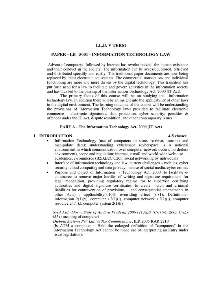 Information Technology Law | PDF | Fraud | Cybercrime