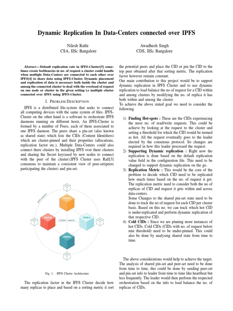 Dynamic Replication in Data-Centers Connected Over IPFS | PDF | Replication (Computing ...