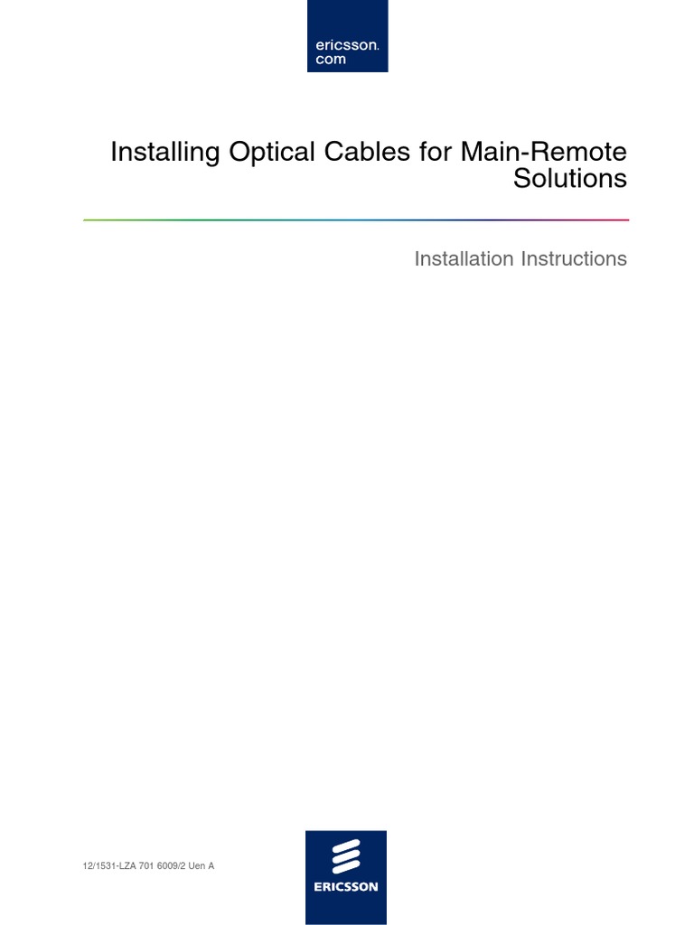 Installation Instructions For Optical Cables | PDF | Optics | Optical Fiber