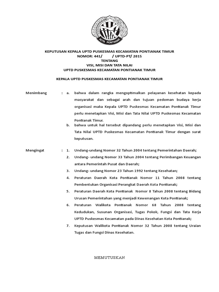 Contoh SK Visi Misi | PDF