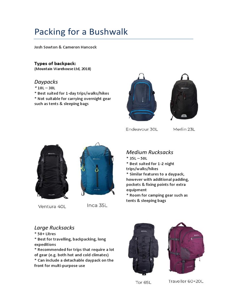 Group Handout 2 | PDF | Backpack | Outdoor Recreation