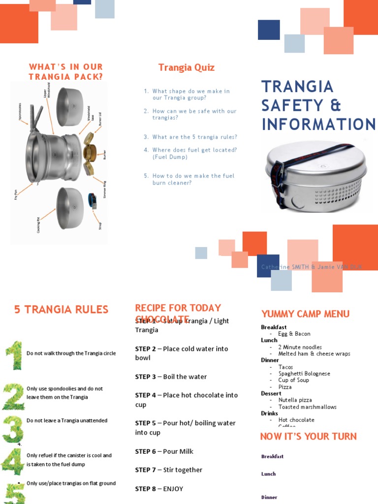 Trangia Safety & Information | PDF | Lunch | Cooking