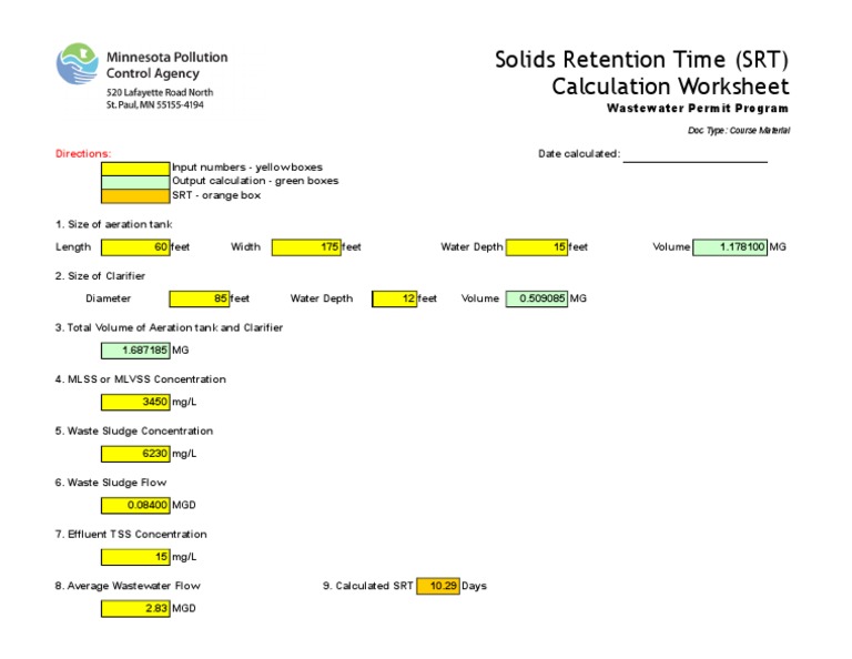 Calculating Solids Retention Time for Wastewater Treatment | PDF