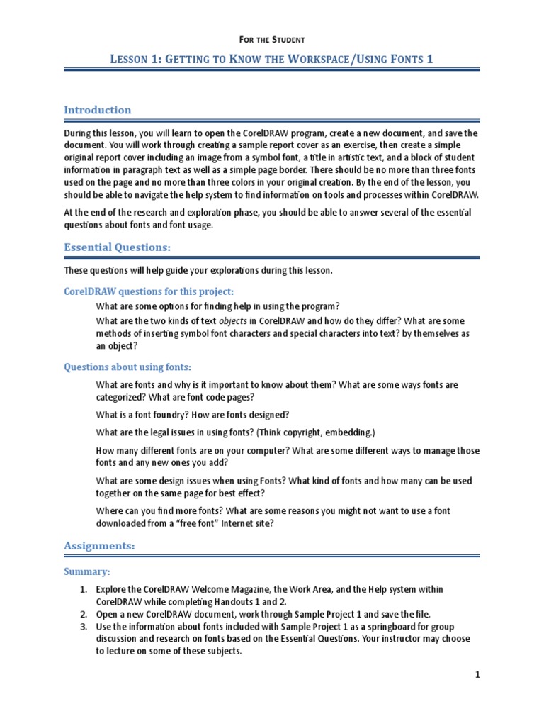 L 1: G K W /U F 1: Esson Etting TO NOW THE Orkspace Sing Onts | PDF | Computer File | Typefaces