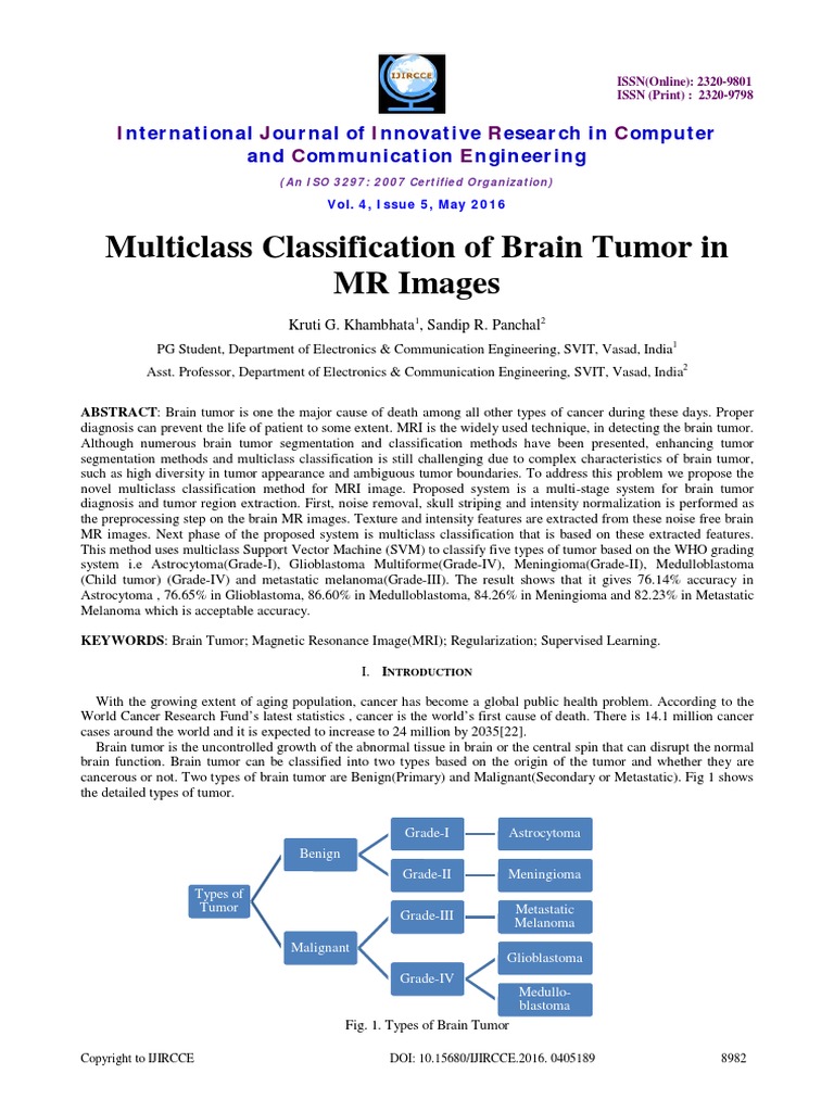 Multiclass Classification of Brain Tumor in MR Images | PDF | Brain ...