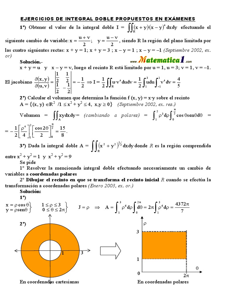 Ejercicios Resueltos de Integrales Dobles | PDF | Integral | Esfera